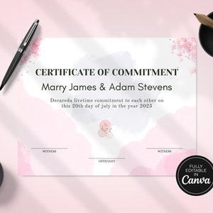 Certificate of Commitment Template, Editable Printable Certificate ...
