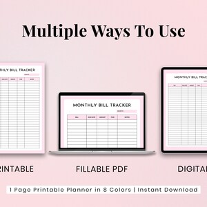 Fillable Monthly Bill Tracker: Printable PDF Planner - Etsy