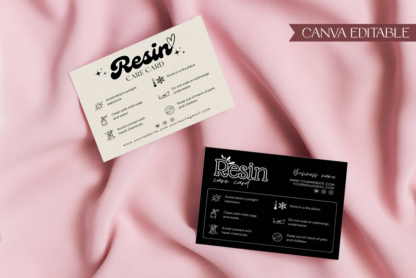 Editable Resin Care Guide Card Template, Customizable Resin Product ...