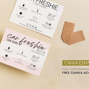 Car Freshie Care Card, Editable Canva Template for Small Business ...