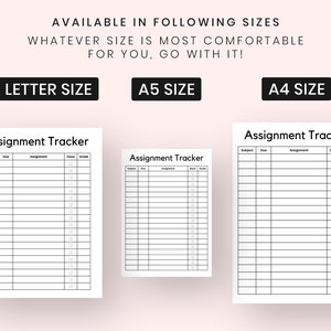 Printable Assignment Tracker Template, Assignment Tracker Printable ...