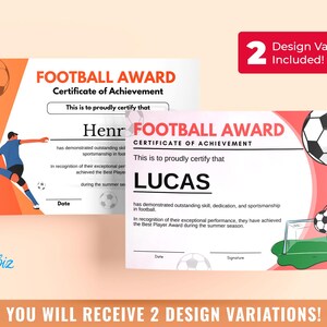 Football Award Certificate Template, Football Certificate, Award ...
