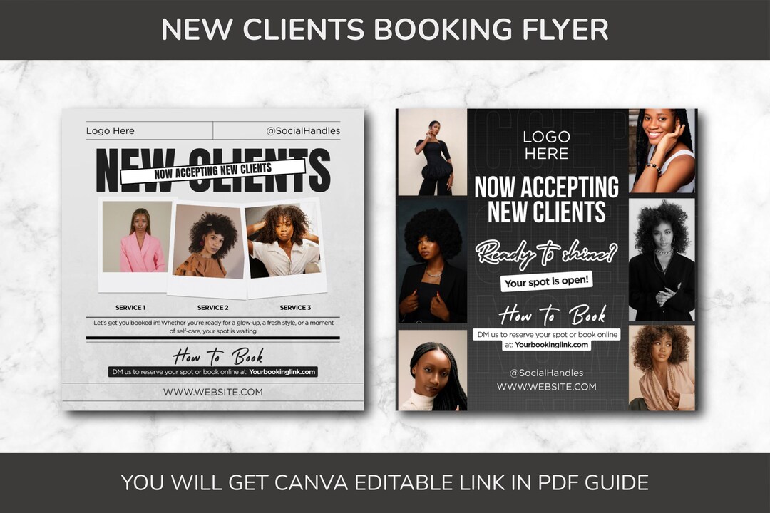 Editable New Clients Booking Flyer Canva Templates, Makeup, Hair ...