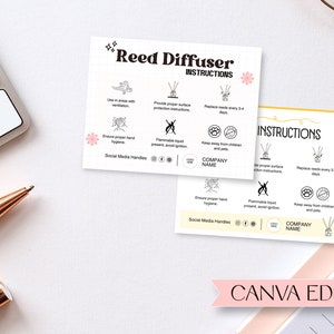 Editable Reed Diffuser Care Instructions Template, Printable Reed ...