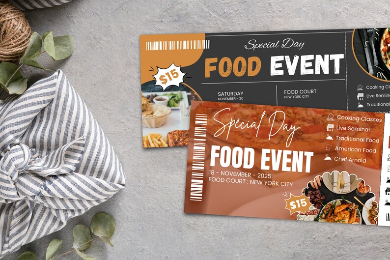 Editable Food Event Ticket Template, DIY Printable (digital Download ...