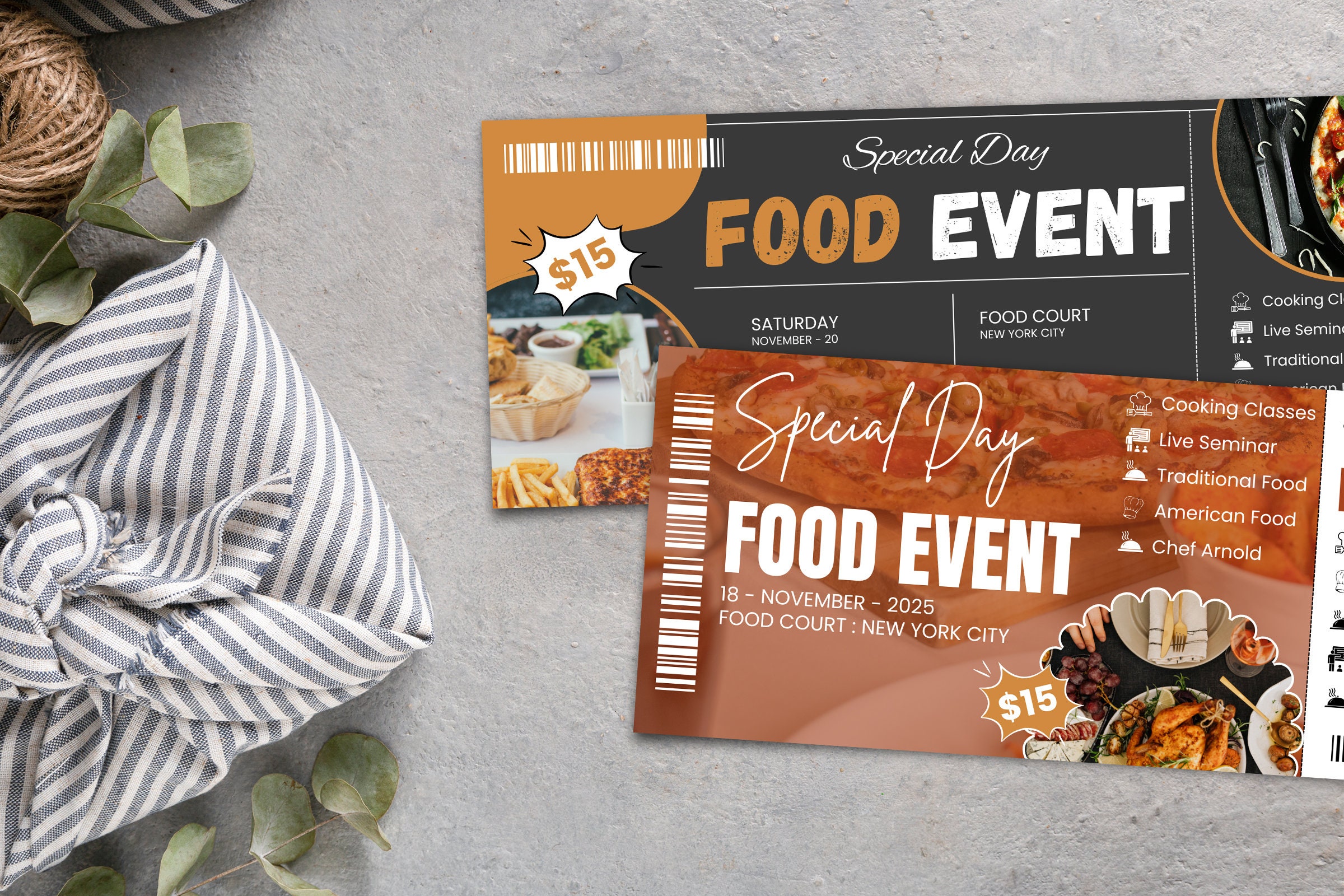 Editable Food Event Ticket Template, DIY Printable (digital Download ...