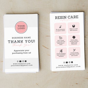 Printable Resin Care Instruction, Editable Resin Care Card Template ...