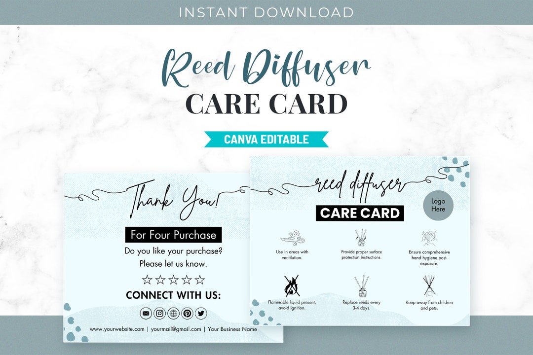 Reed Diffuser Care Card Canva Design,reed Diffuser Care Instructions ...