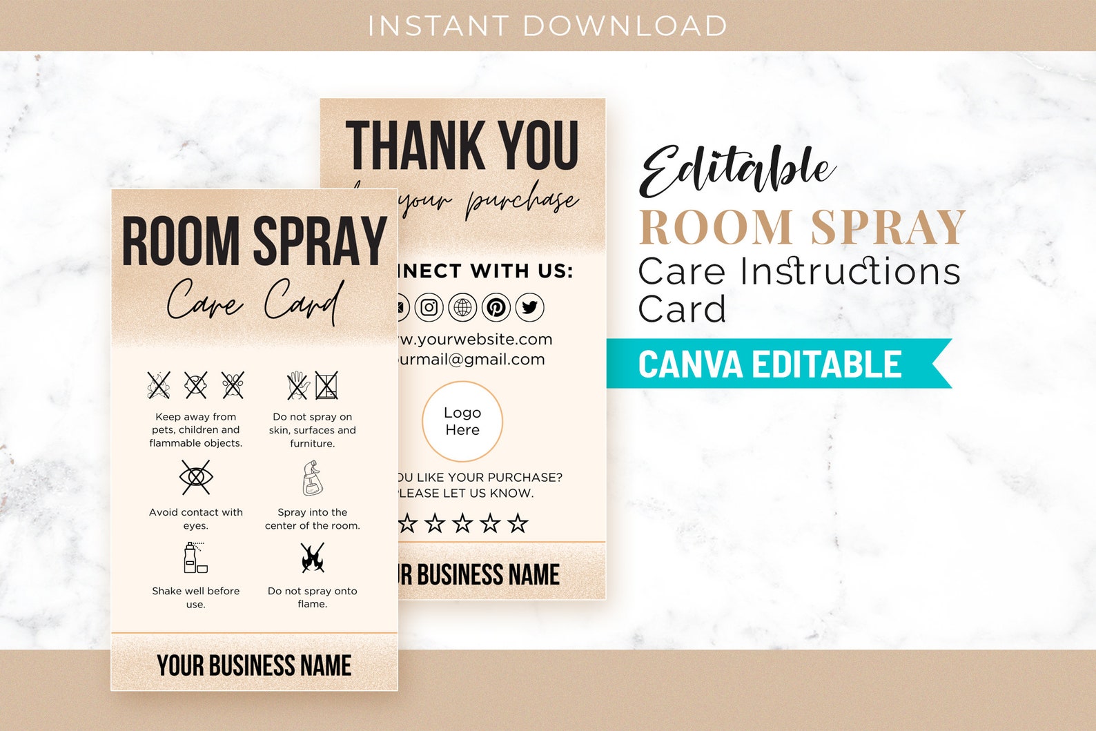 Editable Room Spray Care Instructions Card Printable Room - Etsy