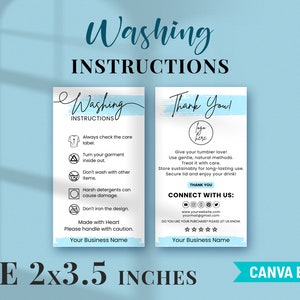Washing Instructions Care Card Template, Editable Washing Instructions ...