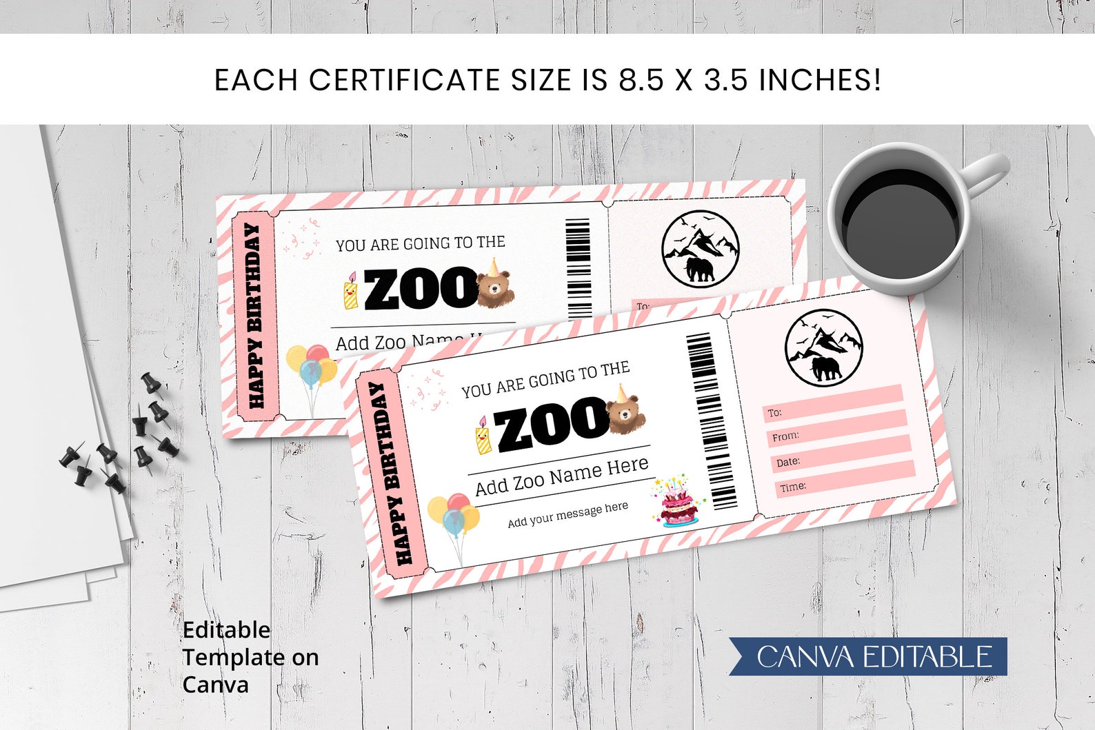 Editable Zoo Birthday Gift Voucher Template, Canva Zoo Certificate Editable Template, Zoo Coupon ...