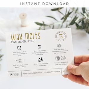 Wax Melts Care Card Template, Wax Melt Care Guide CANVA Editable, Wax ...