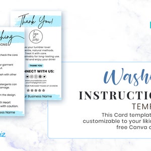 Washing Instructions Care Card Template, Editable Washing Instructions ...
