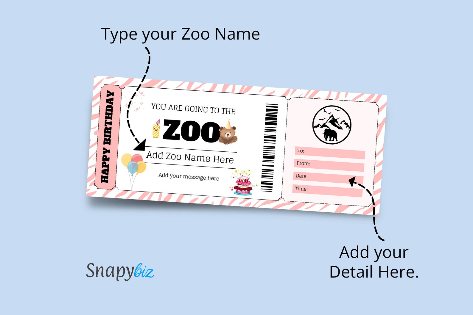 Editable Zoo Birthday Gift Voucher Template, Canva Zoo Certificate Editable Template, Zoo Coupon ...