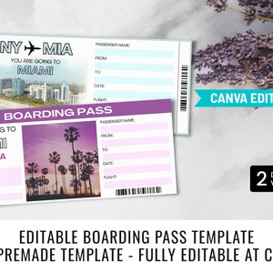Printable MIAMI Surprise Trip Gift Ticket You're Going to Miami ...