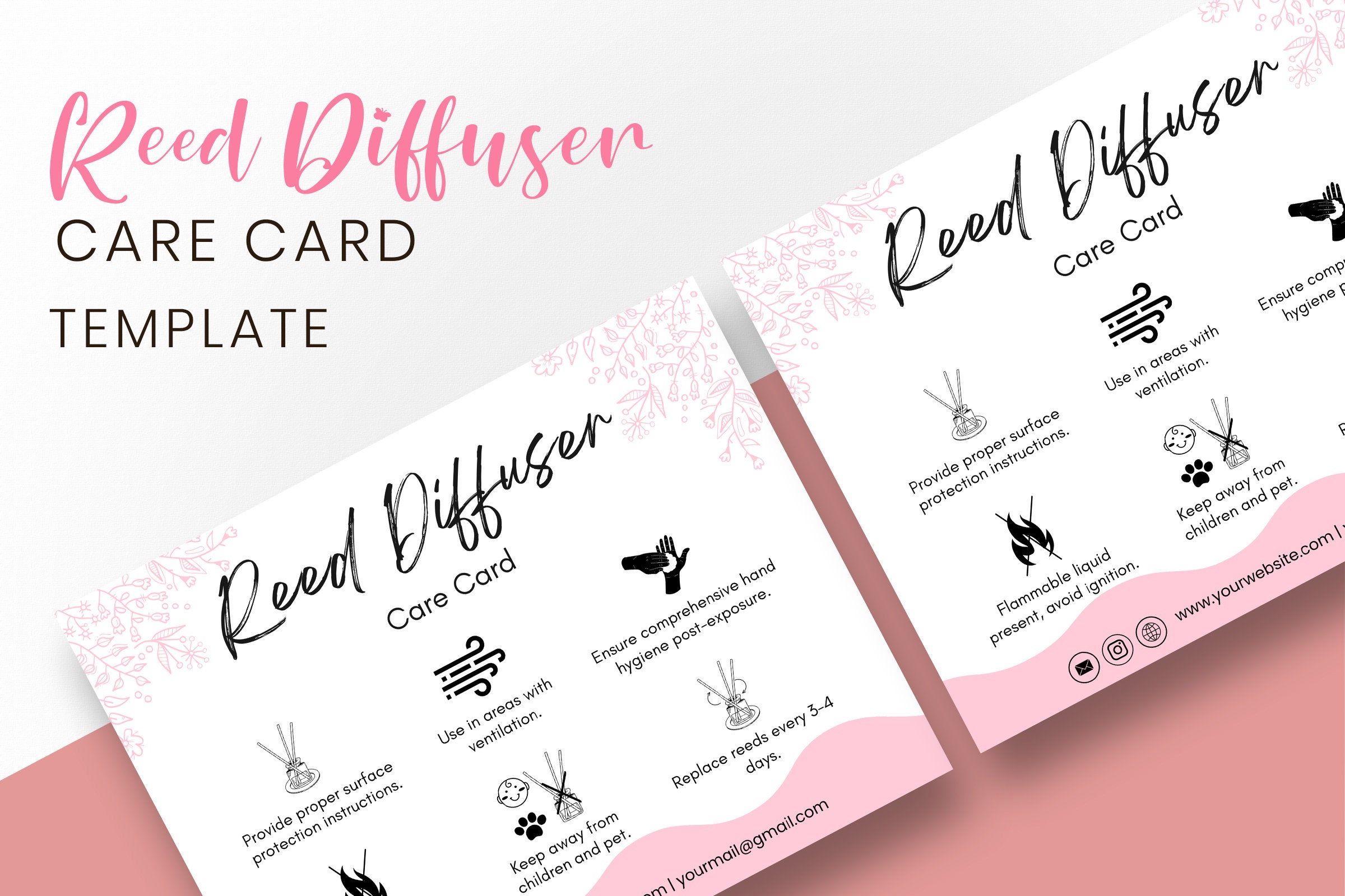 Reed Diffuser Care Card Canva Template Editable Reed Diffuser - Etsy