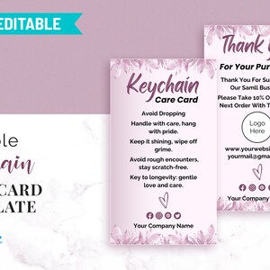 Editable Keychain Care Card Template Printable Keychain Care - Etsy