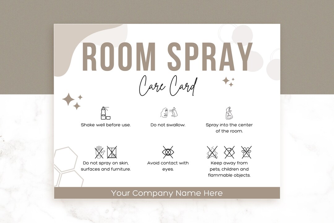 Room Spray Care Card Editable Template Canva DIY Printable Room Spray ...