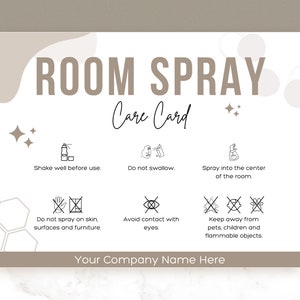 Room Spray Care Card Editable Template Canva DIY Printable Room Spray ...