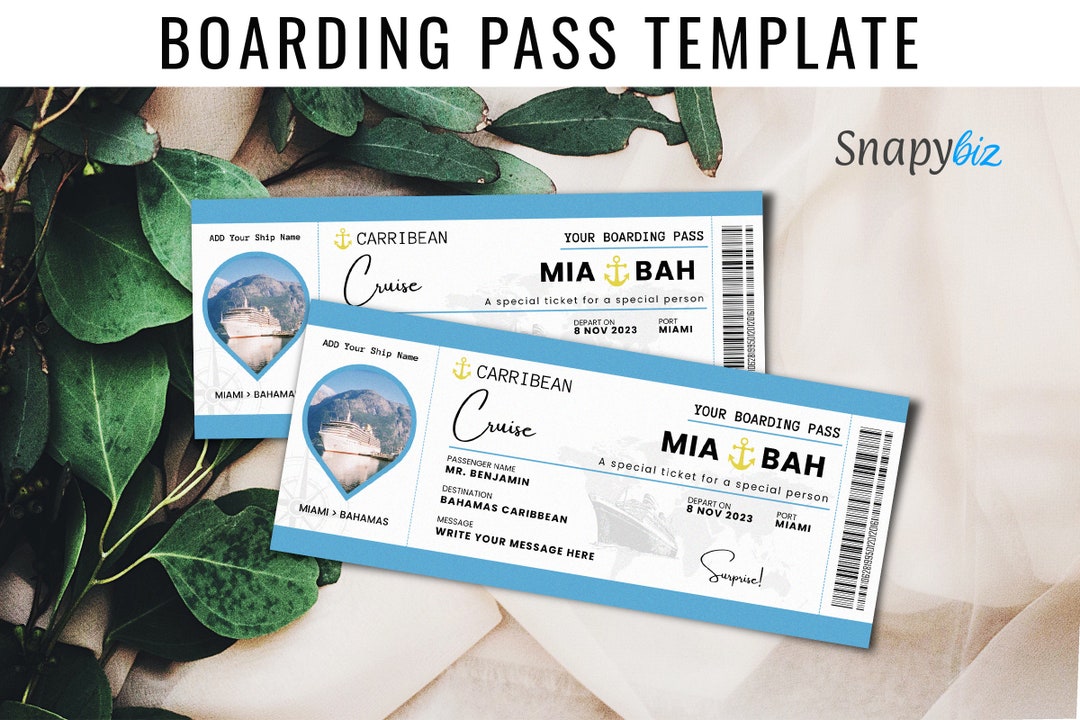 Editable Cruise Ticket Template, Cruise Boarding Pass, Airline Ticket ...