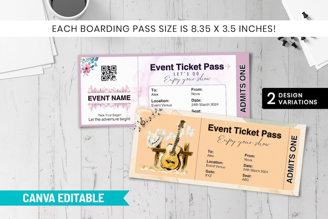Event Ticket Canva Template Printable and Editable Printable Event ...