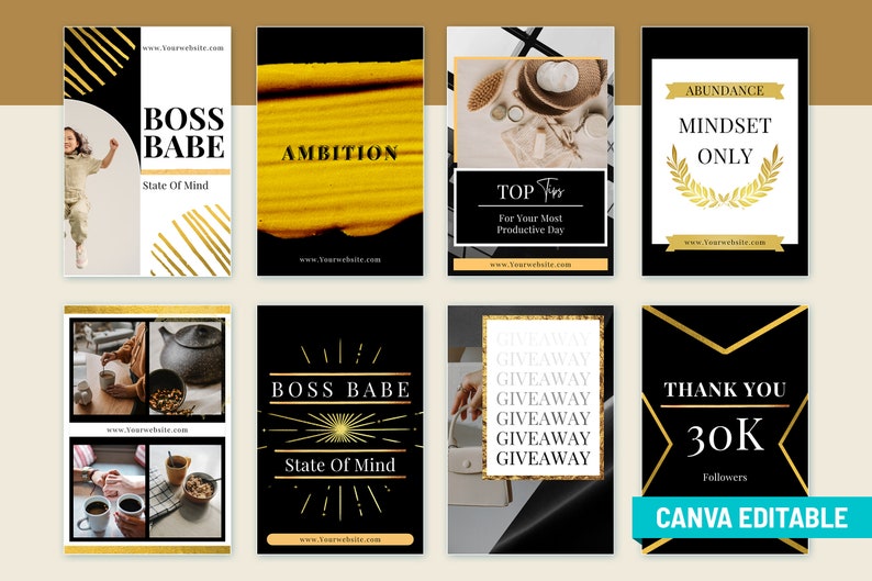 Black and Gold Pinterest Canva Pins Template Black Gold - Etsy