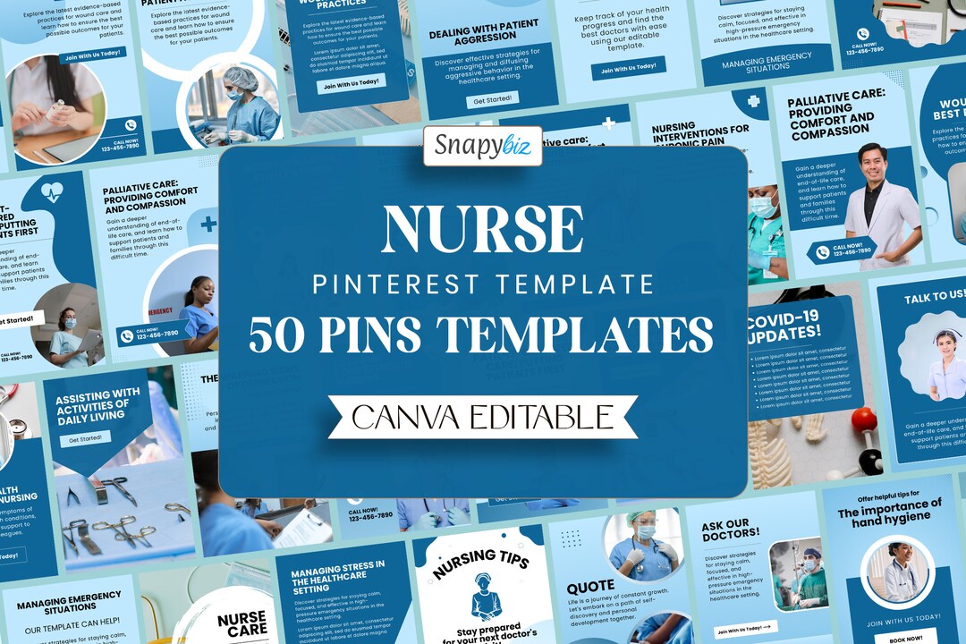 Nurse Pinterest Pins Template, Canva Template, Nurse Pins, Nursing Pin ...