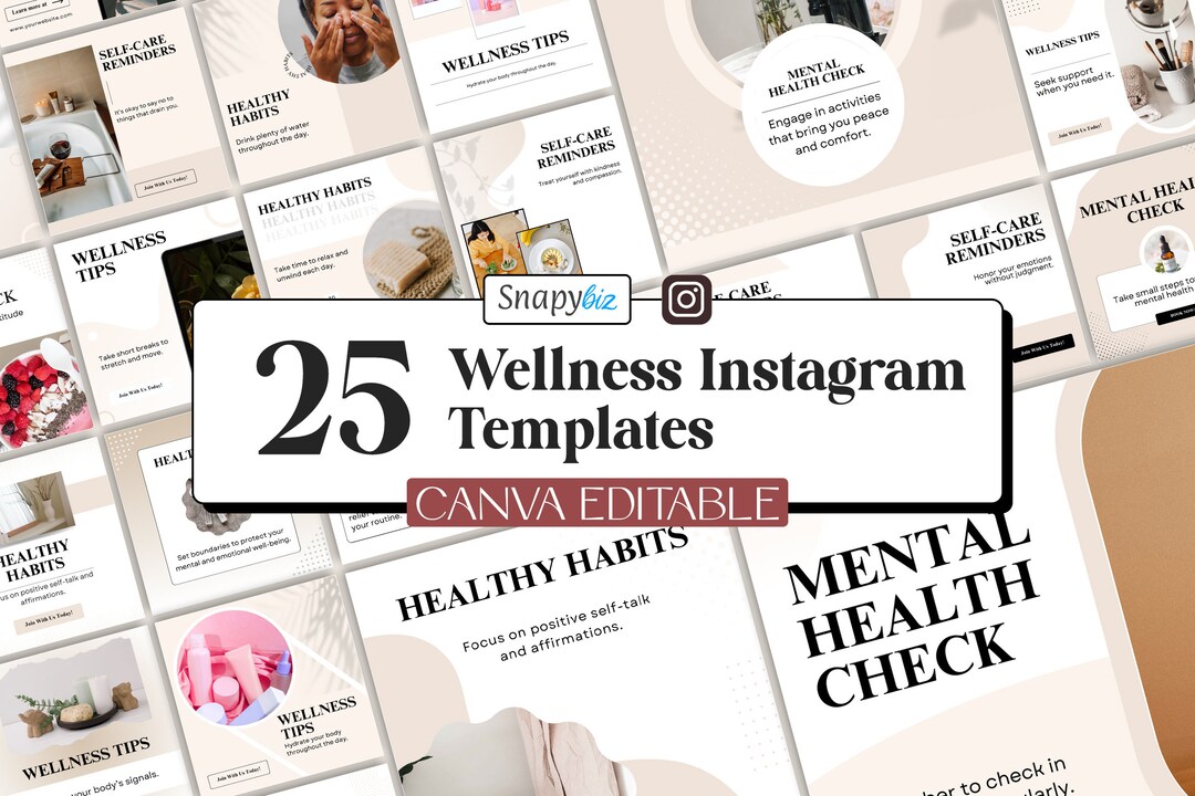 Wellness Instagram Post Template Health Social Media Template Fitness ...