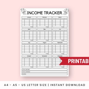 Printable Expense Tracker, Income and Expense Worksheet, Financial ...