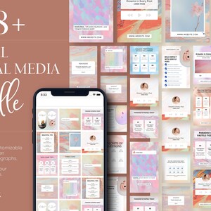 Pastel Social Media Canva Template Bundle, Pastel Social Media, Pastel ...