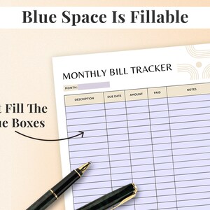 Fillable Monthly Bill Tracker Printable Planner, Bill Tracker PDF, Bill ...