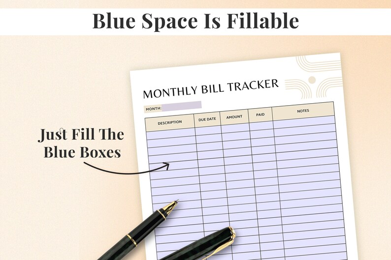 Fillable Monthly Bill Tracker Printable Planner Bill Tracker - Etsy