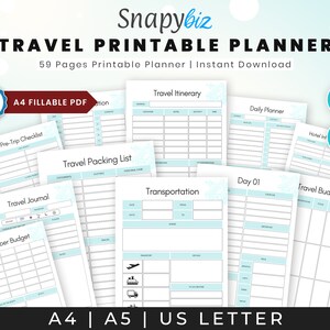 Editable Travel Planner Template, Travel Printable Tracker, Digital ...