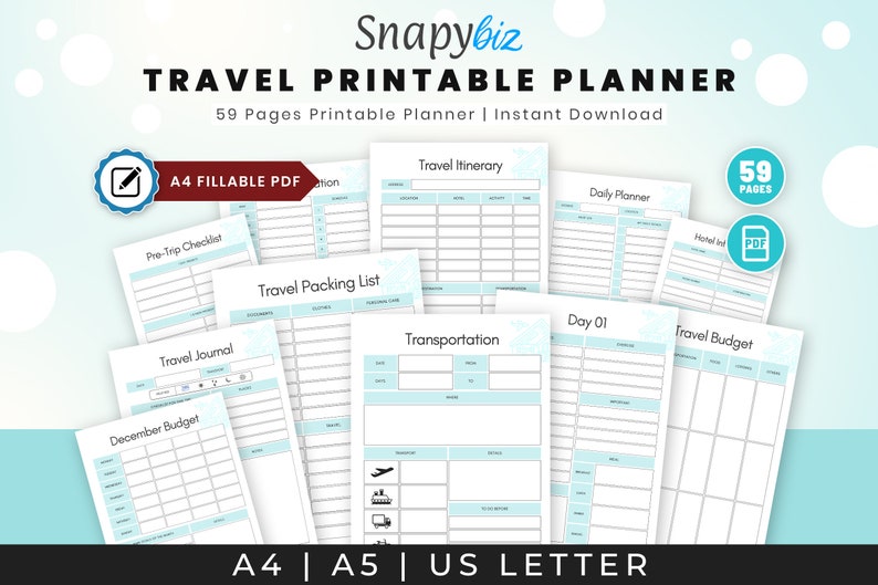 Editable Travel Planner Template Travel Printable Tracker - Etsy