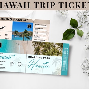 Printable Hawaii Surprise Trip Gift Ticket Template, Printable and ...