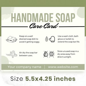 Editable Soap Care Cards Template Pdf, Printable Soap Care Instructions ...