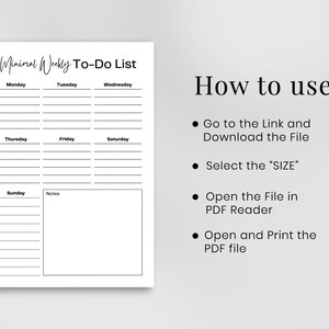 Weekly Planner Pdf, to Do List Template, Daily Checklist, Printable ...