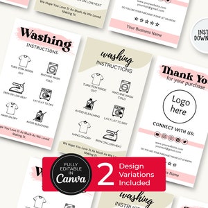 Editable Washing Care Card Printable Washing Instructions Template ...