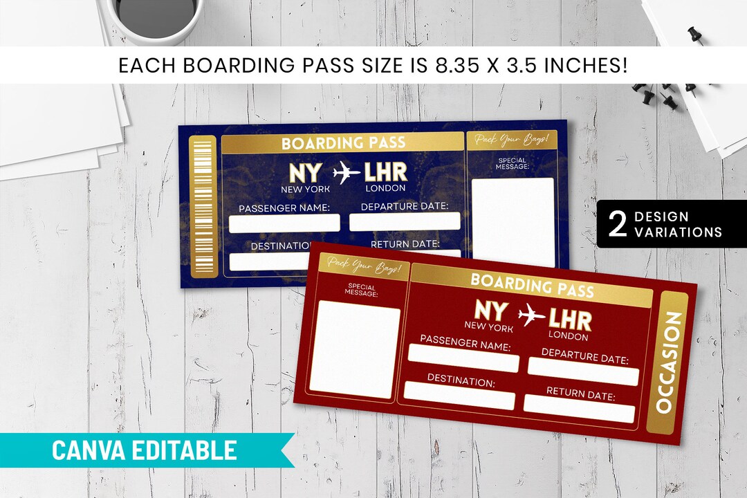 Editable Airline Ticket Boarding Pass Template Printable Flight Ticket ...