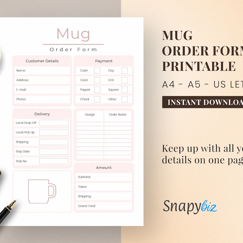 Cup Order Form - Etsy