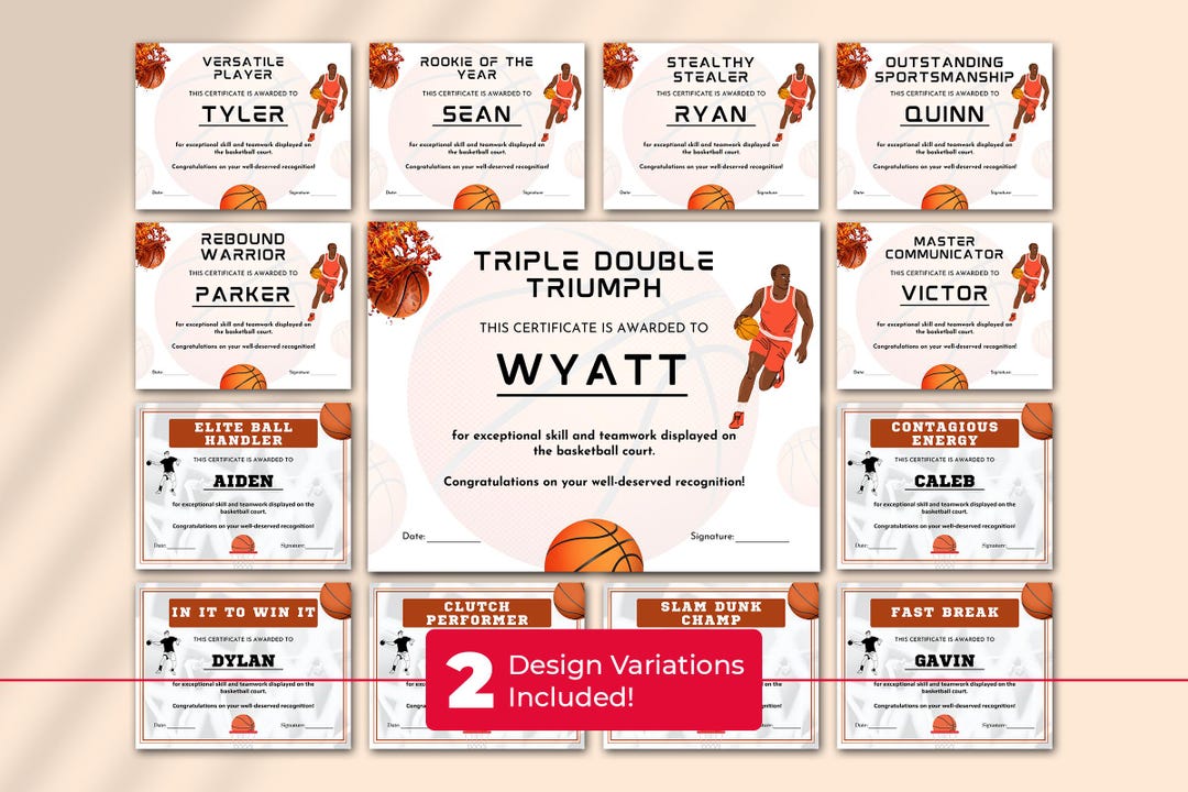 Basketball Award Certificate, Editable Canva Template, Basketball End ...