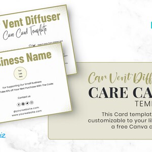 Editable Car Vent Diffuser Care Card Template and Instructions ...