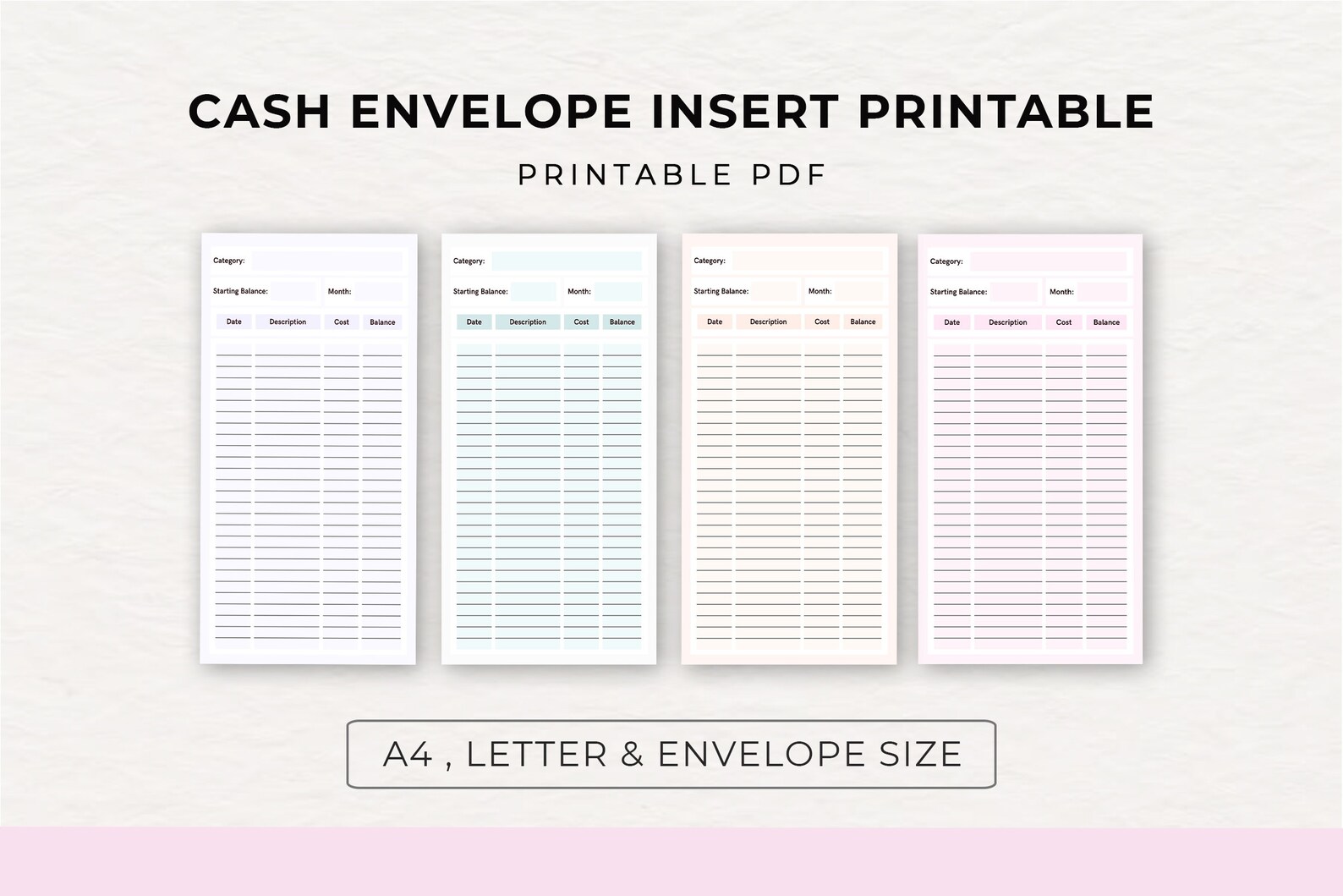 Cash Envelope Insert Printable for Budgeting Cash Envelope - Etsy