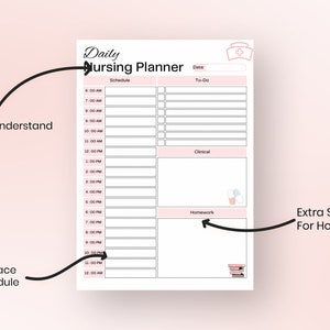 Daily Nursing School Printable Planner, Nursing School, Nursing ...