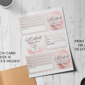 Rose Gold Gift Certificate Template Editable and Printable, Gift Card ...