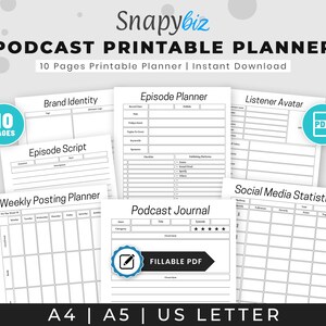 Podcast Printable Planner PDF, Podcast Planner Digital, Podcast Episode ...