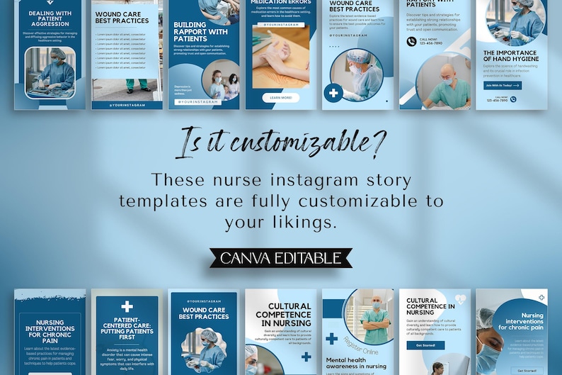 Editable Nurse Instagram Canva Story Templates, Custom Social Media ...