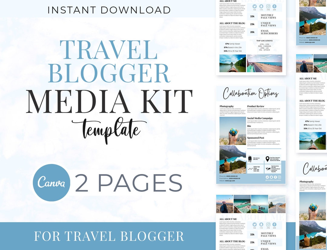 Media Kit for Travel Bloggers Canva Template | Travel Media Kit ...