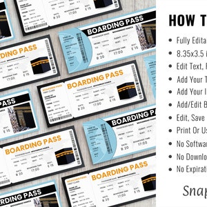 Hajj Travel Surprise Trip Ticket Canva Editable Template Customizable ...
