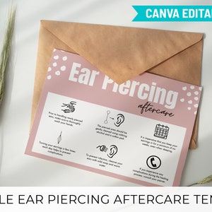 Editable Ear Piercing Aftercare Template, Ear Piercing Aftercare ...